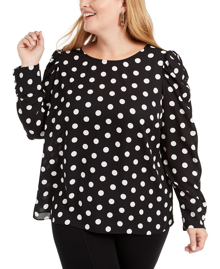 Alfani Plus Size Polka-Dot Top, Created for Macy's - Macy's