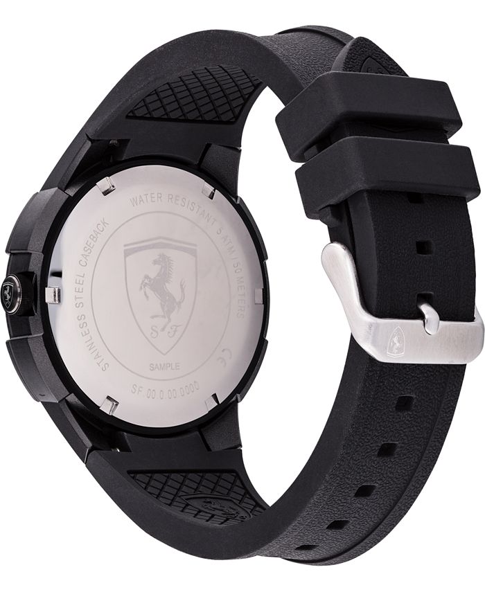 Ferrari Men's Apex Black Silicone Strap Watch 44mm - Macy's