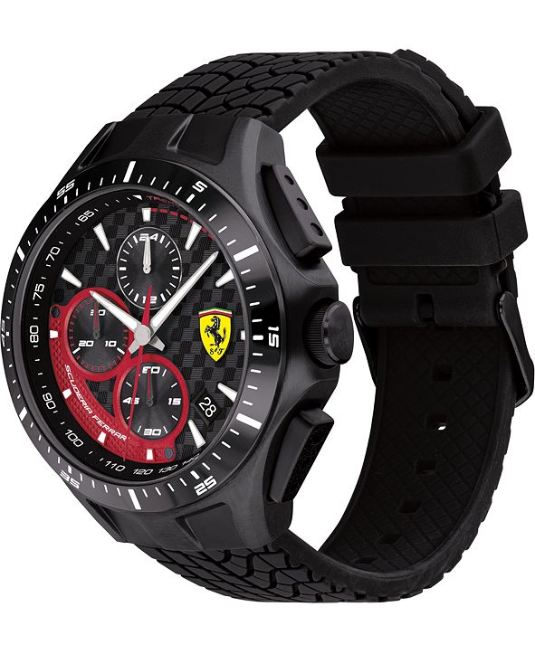 Ferrari Men's Chronograph Race Day Black Silicone Strap Watch 44mm ...