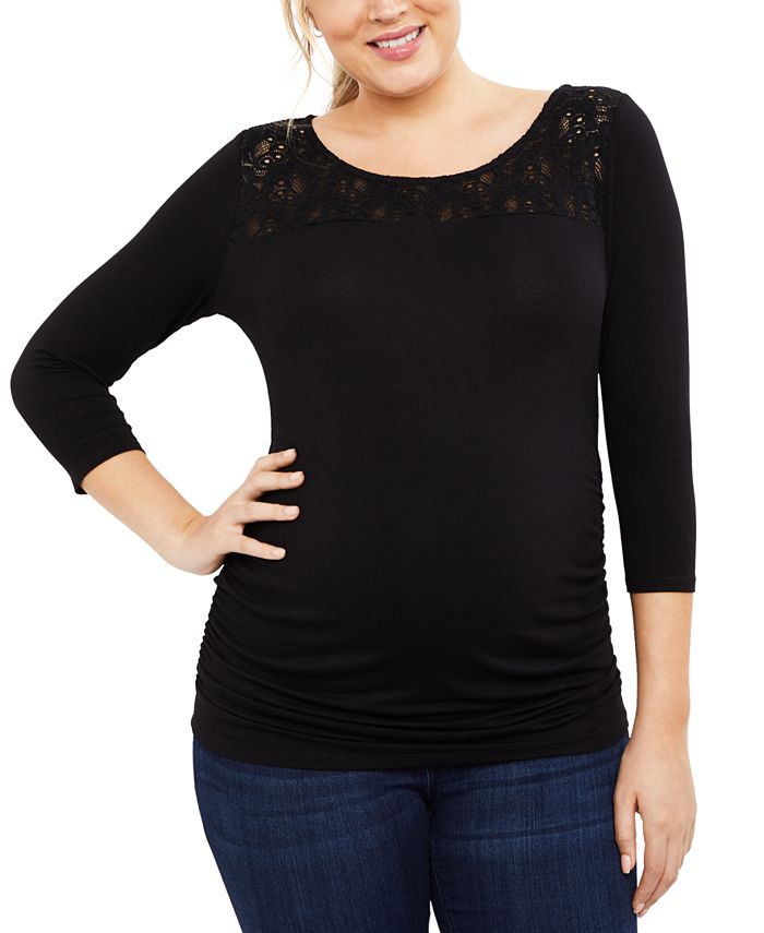 Motherhood Maternity Lace-Trim Jersey Top - Macy's