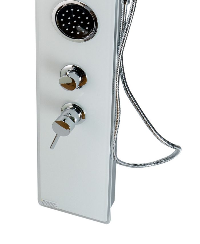 ALFI brand White Glass Shower Panel with 2 Body Sprays and Rain Shower ...