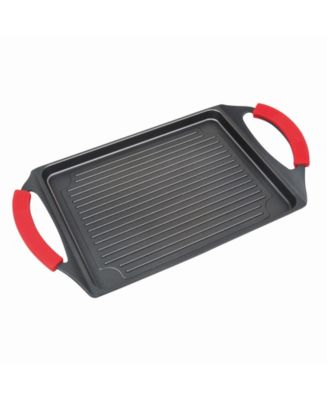 MasterPan Non-Stick Cast Aluminum Burner Grill Pan with Silicone Grips ...
