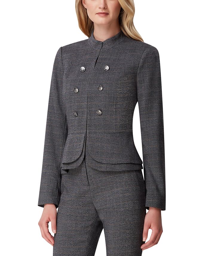 Tahari ASL Plaid Double-Breasted Jacket - Macy's