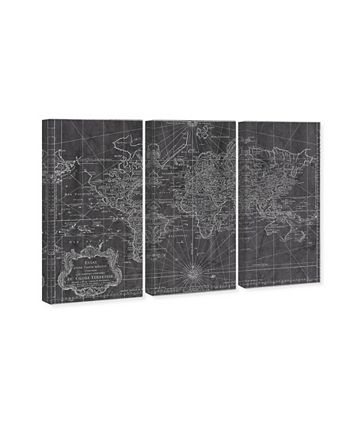 Oliver Gal World Map 1778 triptych Canvas Art - 36" x 17" x 3" - Macy's