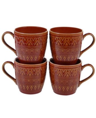 Certified International Aztec Rust 4-Pc. Mugs - Macy's