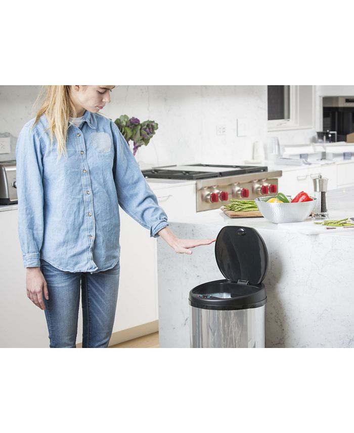 Hamilton Beach Brushed Stainless Steel Motion Sensor 2 Piece Trashcan ...