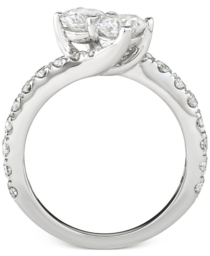 Macy's Diamond Two-Stone Bypass Engagement Ring (2 ct. t.w.) in 14k ...
