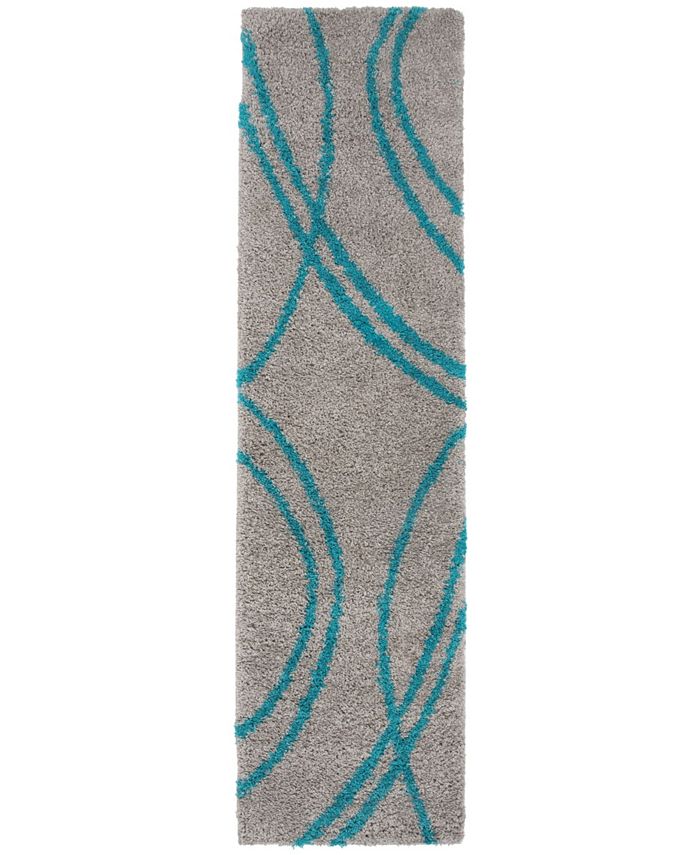 Main Street Rugs Bahia Shag Bas2727 Turquoise 2' x 7'2" Runner Rug - Macy's