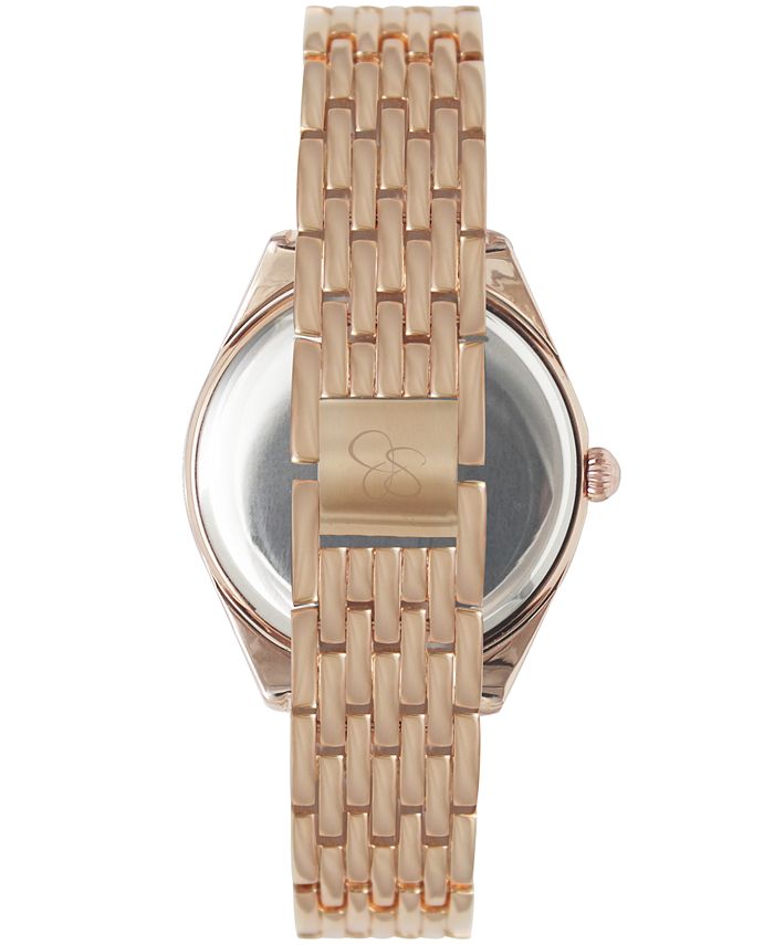 Jessica Simpson Women's Genuine Gemstone Rose Gold Tone Bracelet Watch ...