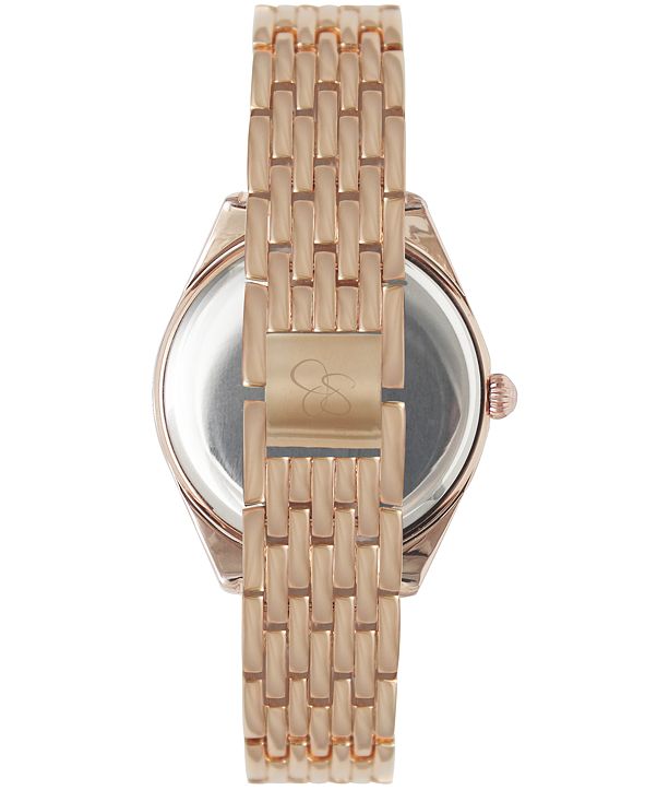 Jessica Simpson Women's Genuine Gemstone Rose Gold Tone Bracelet Watch ...