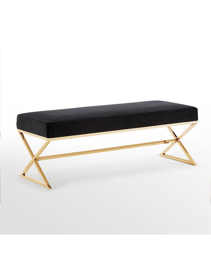 INSPIRED HOME Aurora Velvet Bench with Metal X-Leg Frame - Macy's