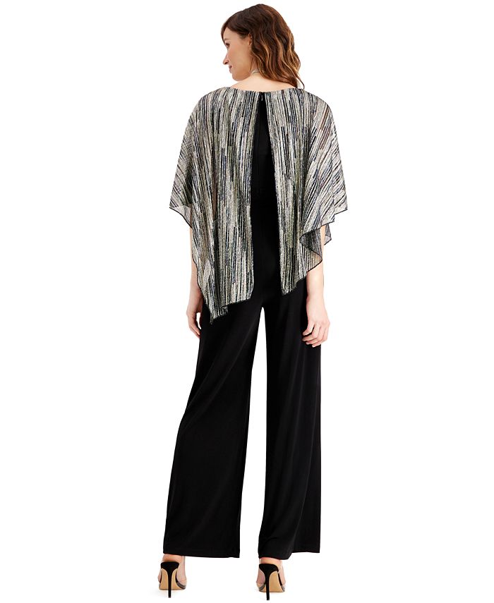 Connected Metallic Cape Overlay Jumpsuit, Created for Macy's - Macy's