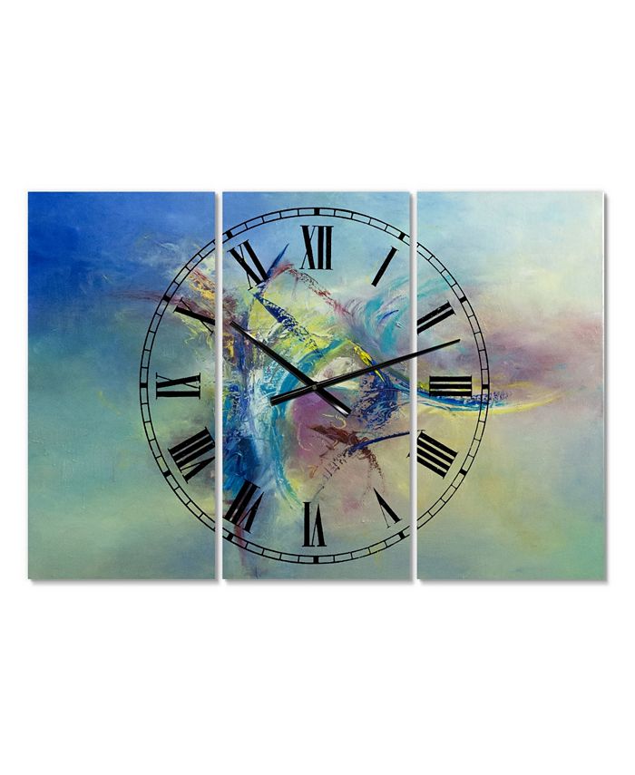 Designart Focused Intention Large Modern 3 Panels Wall Clock - 23" x 23 ...