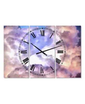 Designart Cloud Sculpting 2 Large Cottage 3 Panels Wall Clock - 23" x ...