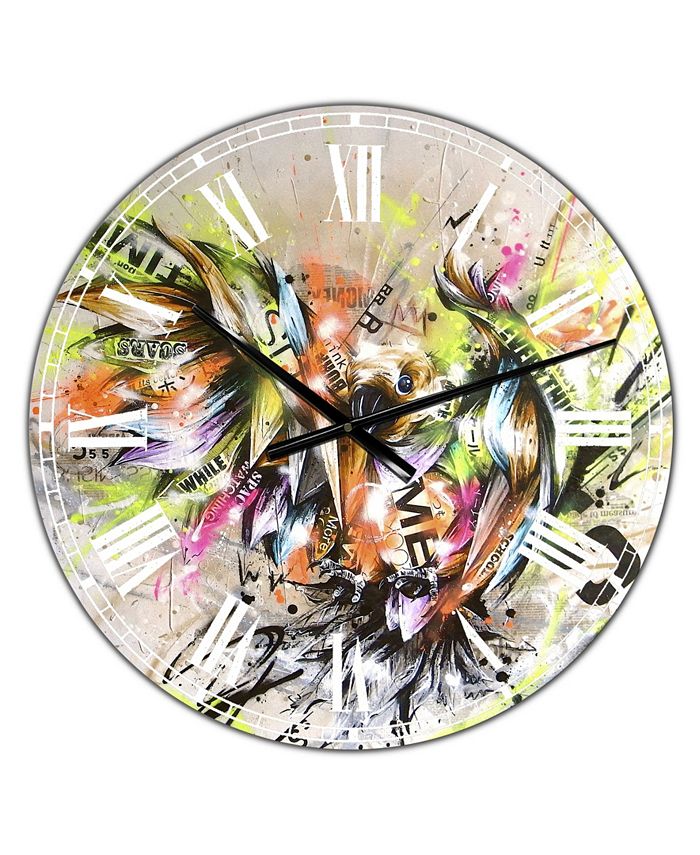 Designart Street Art Graffiti Bird Large Modern Wall Clock - 38" x 38 ...