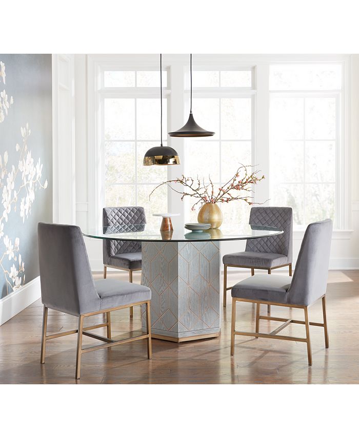 Furniture Perrine 60" Glass Top Round Dining Table - Macy's