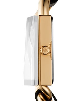 Michael Kors Women's MK Chain Lock Gold-Tone Stainless Steel & Black ...