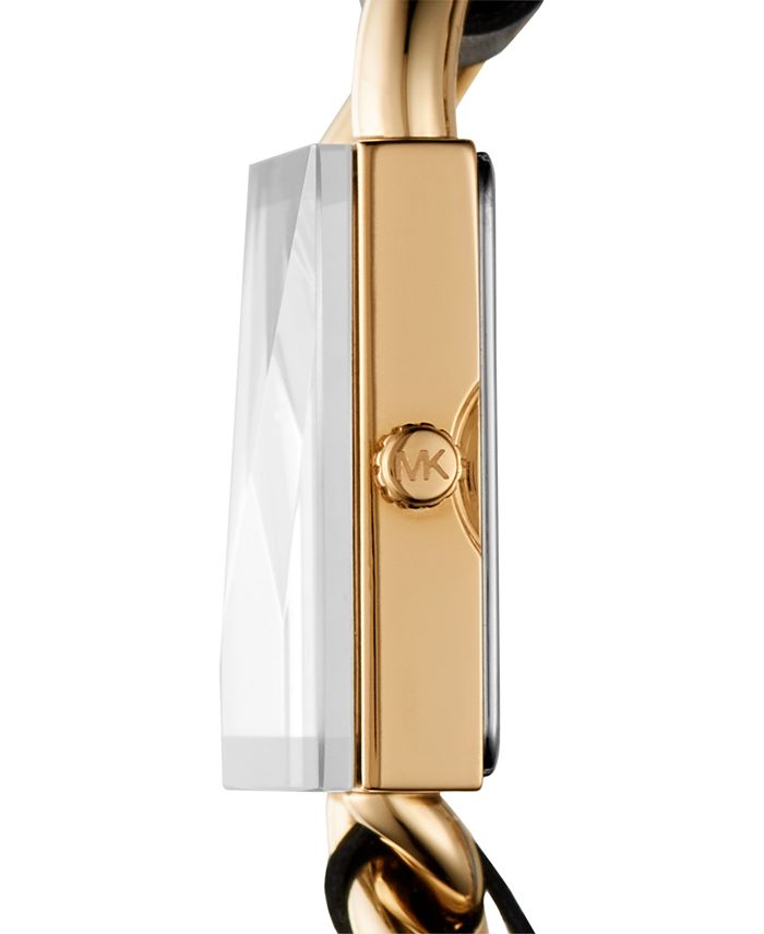 Michael Kors Women's MK Chain Lock Gold-Tone Stainless Steel & Black ...