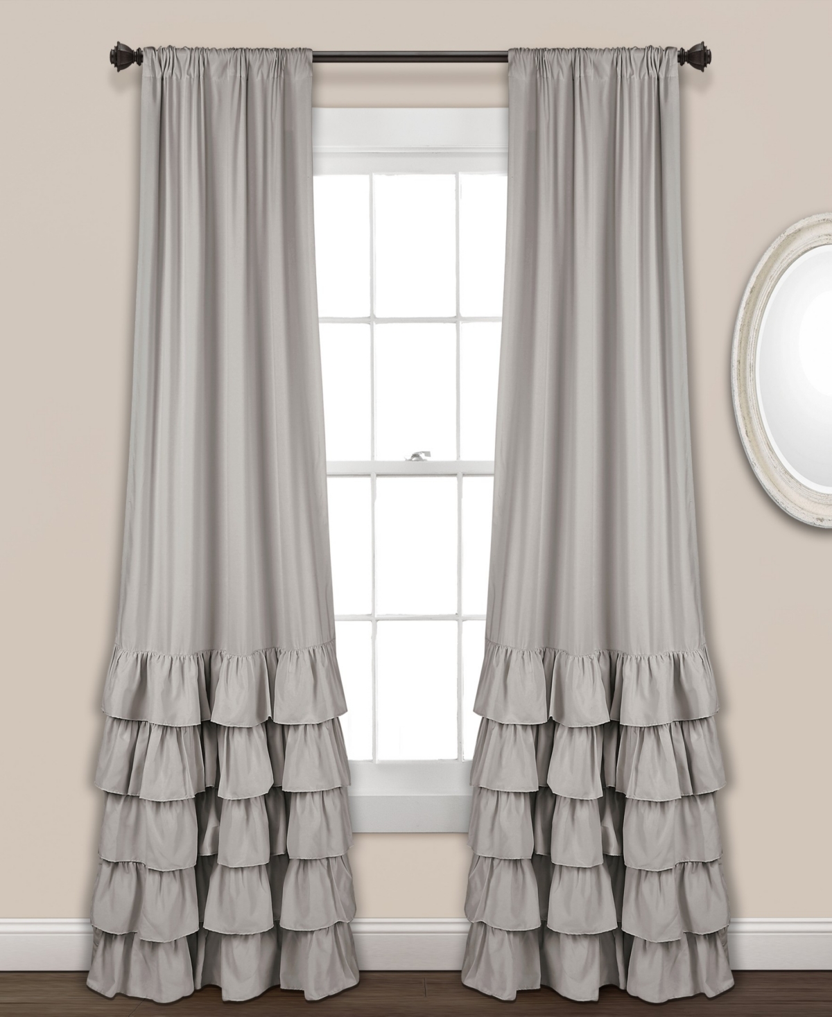 Click here for Allison Ruffle 40 x 95 Curtain Set - Light gray prices