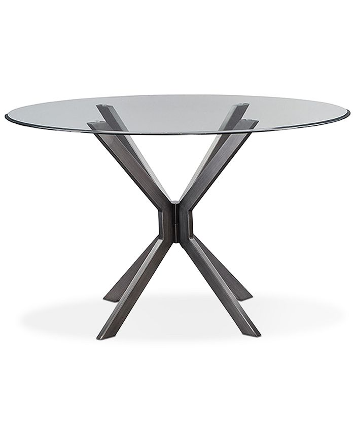 Furniture Deen 54" Glass Top Round Dining Table - Macy's