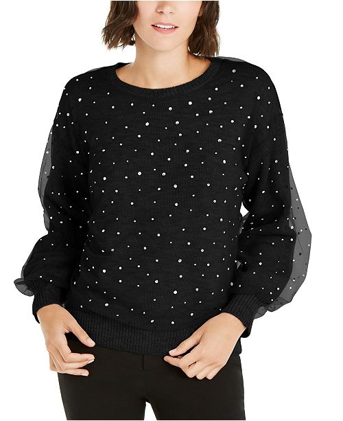 INC International Concepts INC Embellished-Overlay Sweater, Created for ...