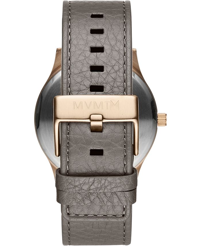 MVMT Men's Classic Bronze Age Gray Leather Strap Watch 45mm - Macy's