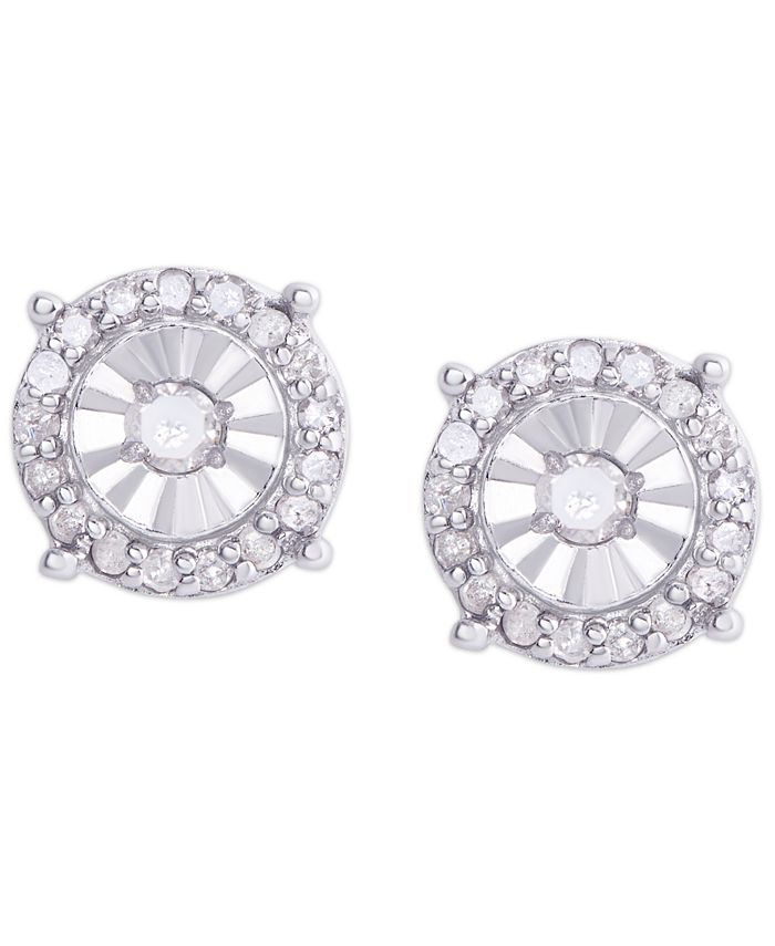 Macy's Diamond 1/4 ct. t.w. Round Miracle Plate Stud Earrings in ...
