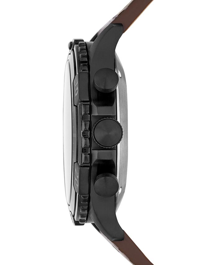 Fossil Men's Garrett Brown Leather Strap Hybrid Smart Watch 44mm - Macy's