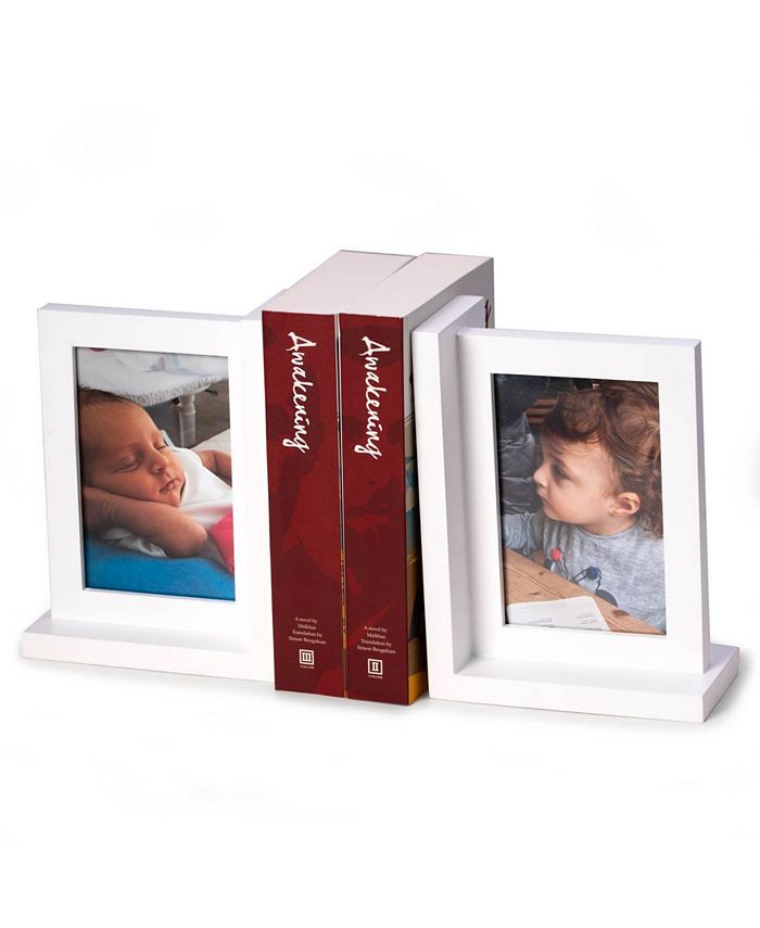 Bey-Berk Picture Frame Bookend in Solid Wood - Macy's