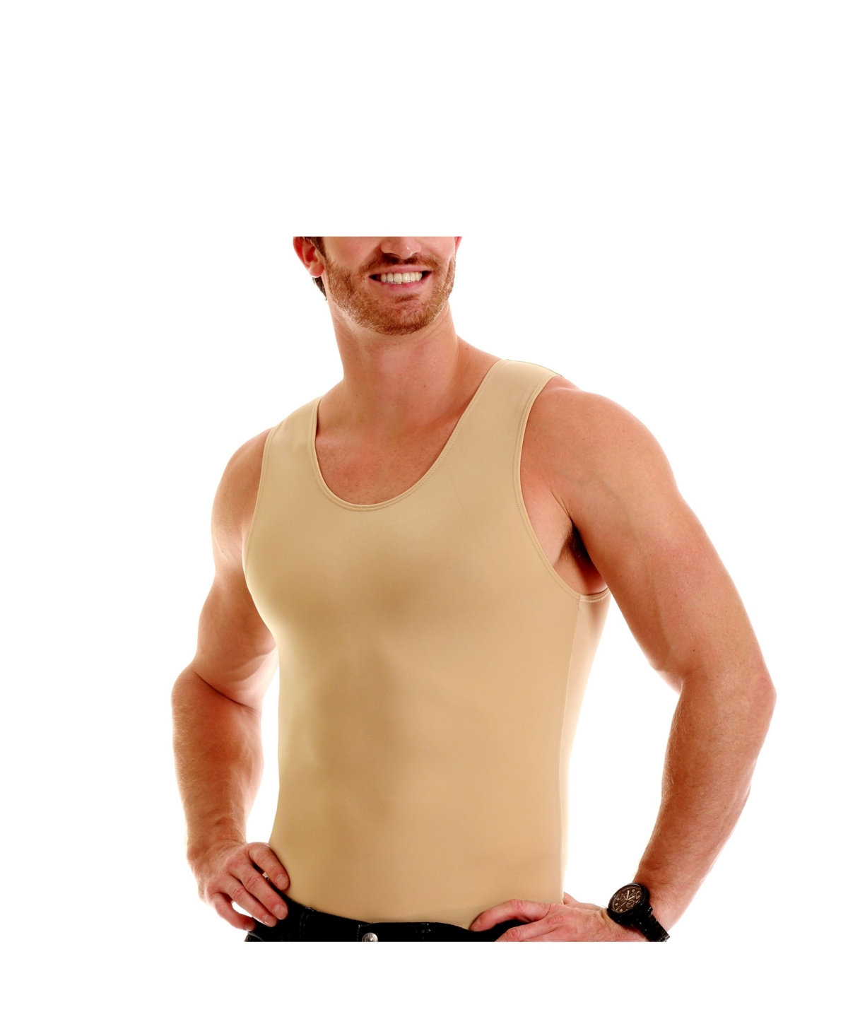 Click here for Insta Slim Mens Compression Muscle Tank Top - Tan prices