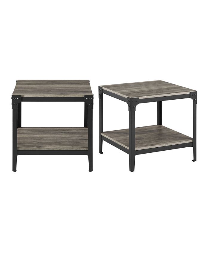 Walker Edison Rustic Wood End Side Table, Set Of 2 - Macy's