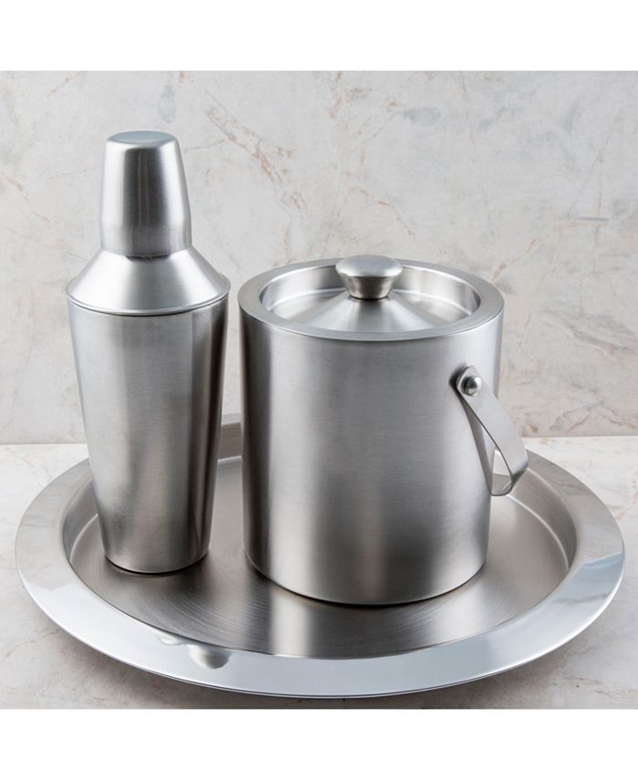 Cambridge 3 Piece Brushed Stainless Steel Bar Set - Macy's