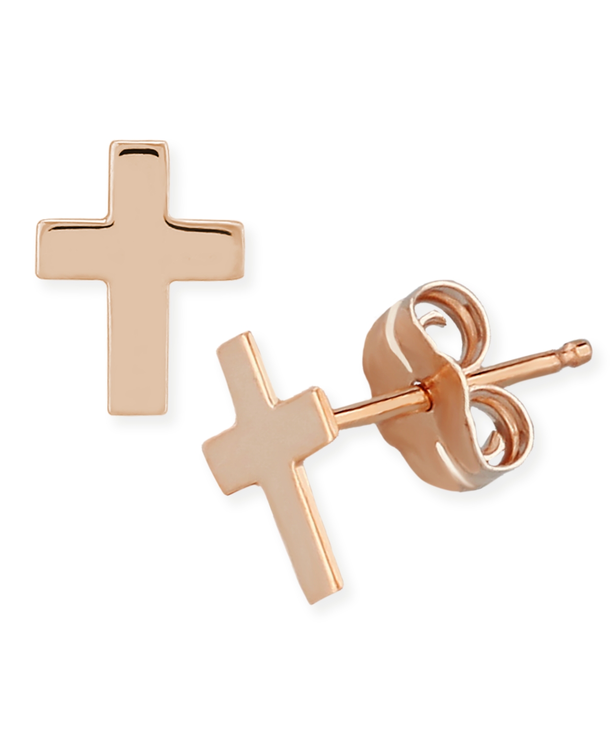 Click here for Flat Cross Stud Earrings in 14k White  Yellow or R... prices