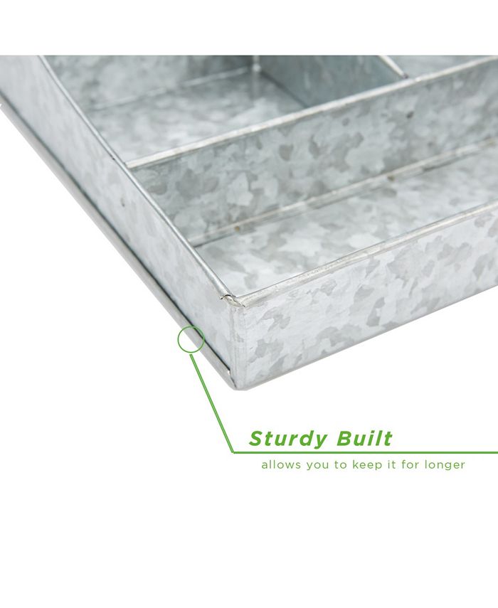 Mind Reader 7 Compartment Galvanized Break Room Condiment Organizer ...