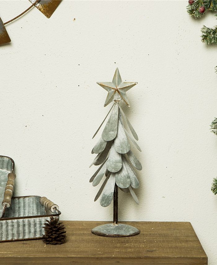 Glitzhome 18" H Galvanized Metal Christmas Table Tree Decor - Macy's