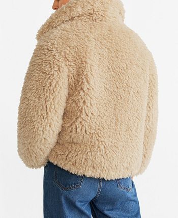 MANGO Faux Shearling Coat - Macy's