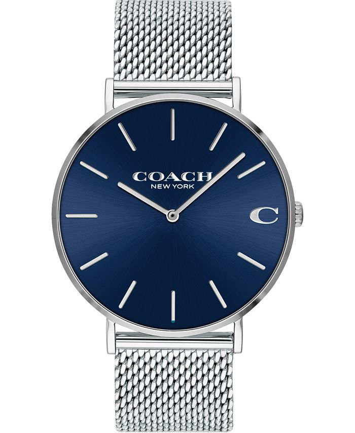 COACH Men's Charles Stainless Steel Mesh Bracelet Watch 36mm - Macy's