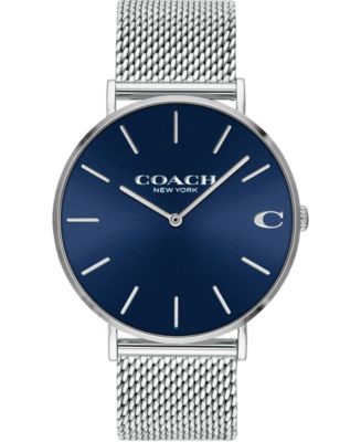 COACH Men's Charles Stainless Steel Mesh Bracelet Watch 36mm - Macy's