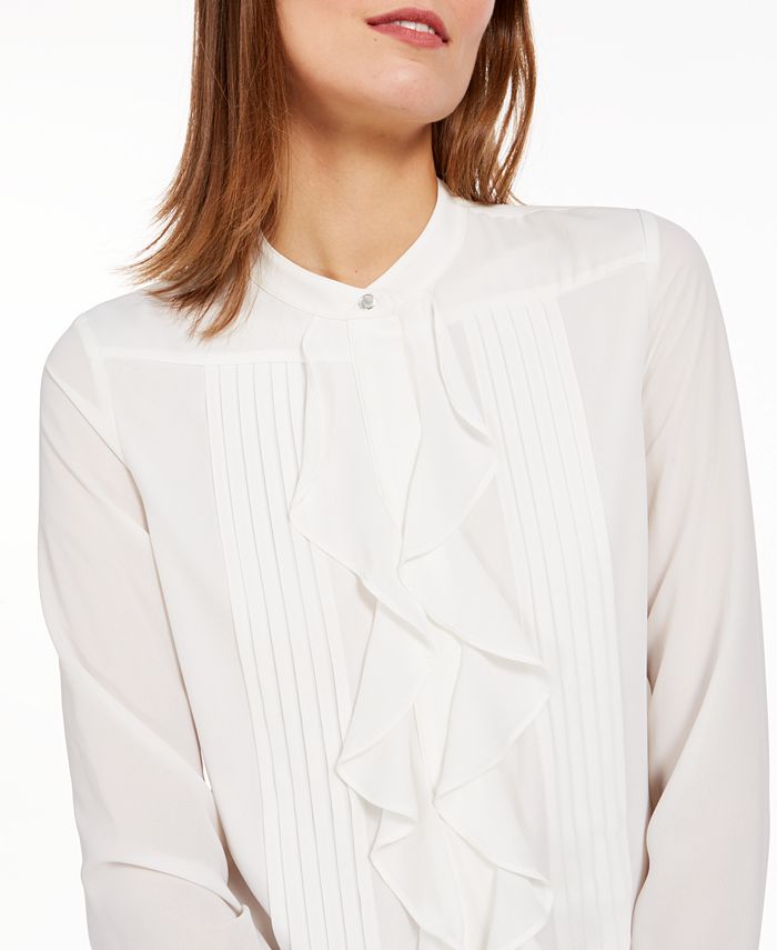 Calvin Klein Ruffled Button-Front Top - Macy's