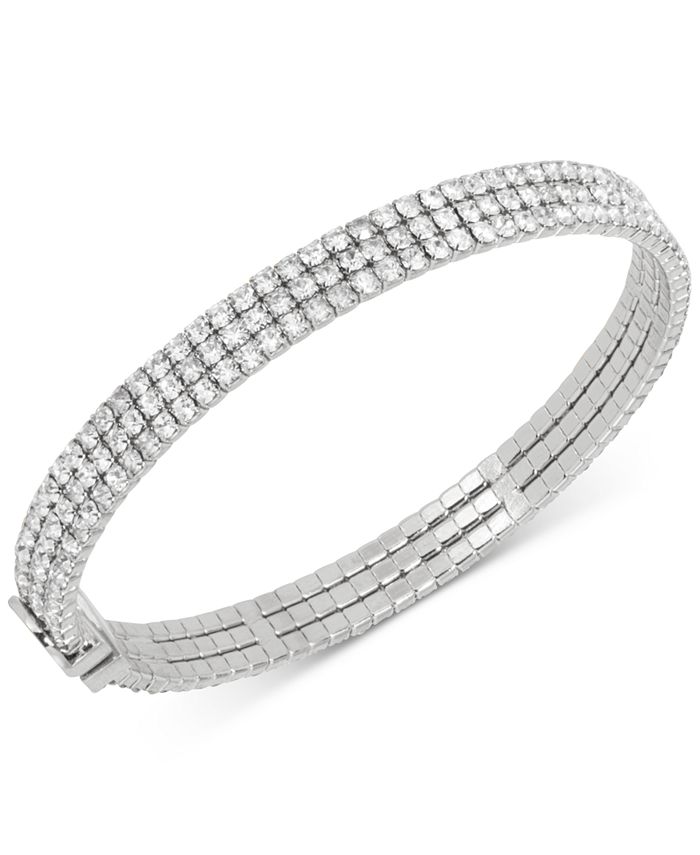 kate spade new york Silver-Tone Crystal Thin Bangle Bracelet - Macy's