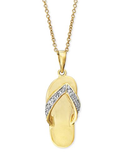 Diamond Flip-Flop Pendant Necklace in 18k Gold over Sterling Silver (1/ ...