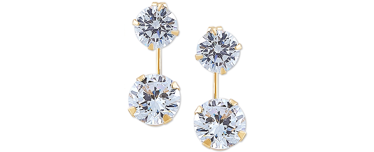 Click here for Cubic Zirconia Top & Wire Drop Earrings in 14k Gol... prices