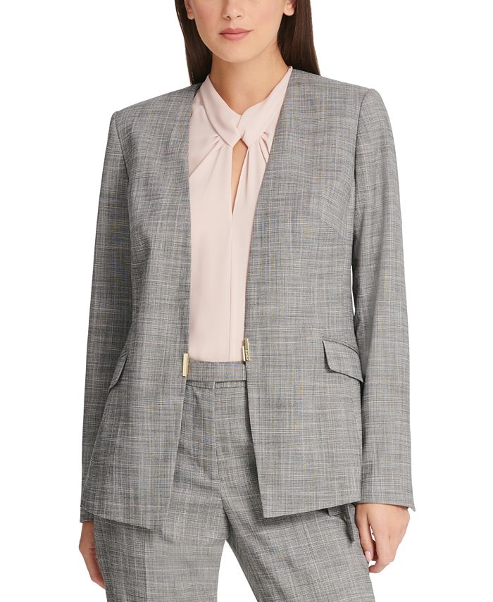 Dkny Plaid Collarless Blazer Macy S