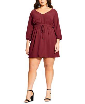 City Chic Plus Size Drawstring-Waist Mini Dress - Macy's