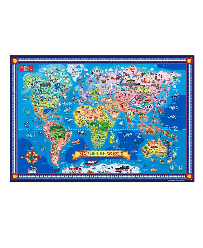 T.S. Shure Pictorial Map of The World, Laminated Poster with Stickers ...