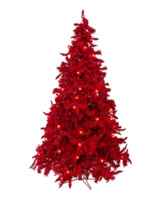 Perfect Holiday 9' Pre-lit Red Christmas Tree with LED Lights - Macy's