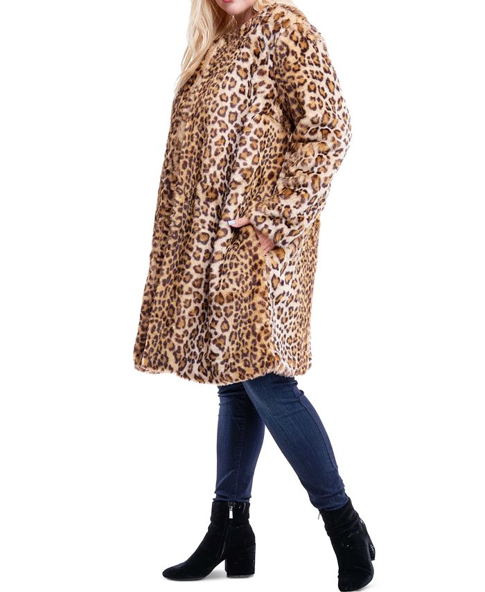 Fever Plus Size Leopard-Print Faux-Fur Coat - Macy's