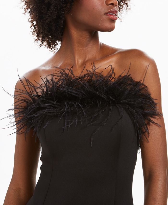 Eliza J Feather-Trim Sheath Dress - Macy's