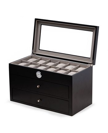 Bey-Berk 36 Watch Box with Quartz Movement Clock - Macy's