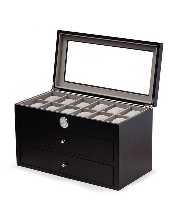 Bey-Berk 36 Watch Box with Quartz Movement Clock - Macy's